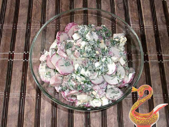 Russian salad with ham and radish - Exoticpovar